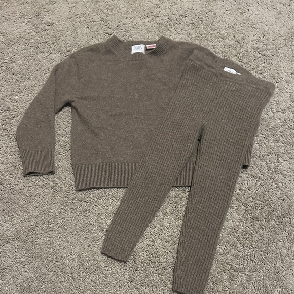 Zara | Matching Sets | Zara Taupe Cashmere Sweater And Pants Set | Poshmark